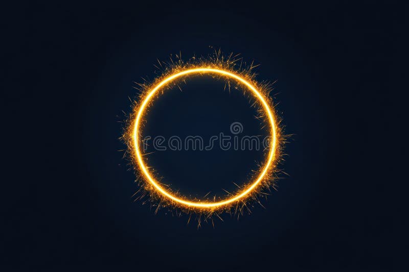 Happy New Year Greeting Card with Glitter Sparkling Circle Frame and ...