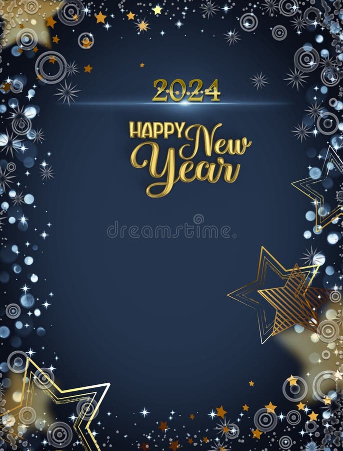 Happy New Year 2024 Greeting Card Stock Illustration - Illustration of ...