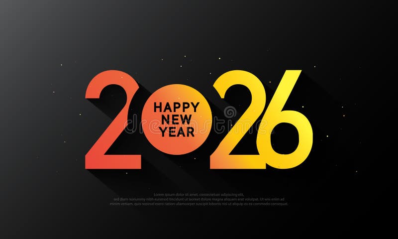2026 Happy New Year Greeting Card or Poster Design Stock Vector - Illustration of festive ...