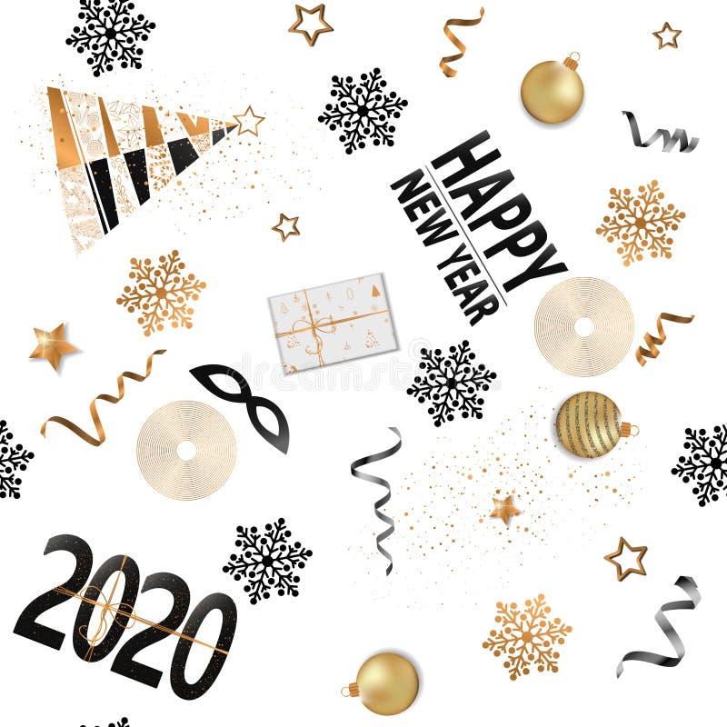 Happy New Year 2020 Greeting Card with 2020 Sign Stock Illustration ...