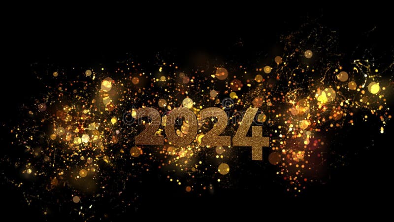 Happy New Year 2024 Greetings, Golden Particles Stock Footage - Video ...