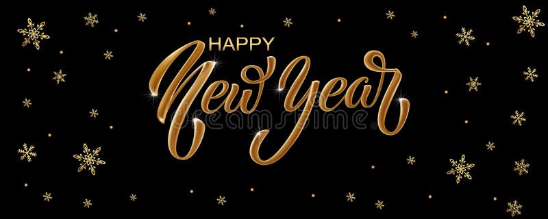 Happy New Year Hand Lettering Calligraphy Vector Holiday Illustration