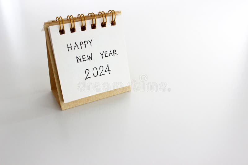 Happy New Year 2024, Hand Writing on Calendar on White Background Stock ...