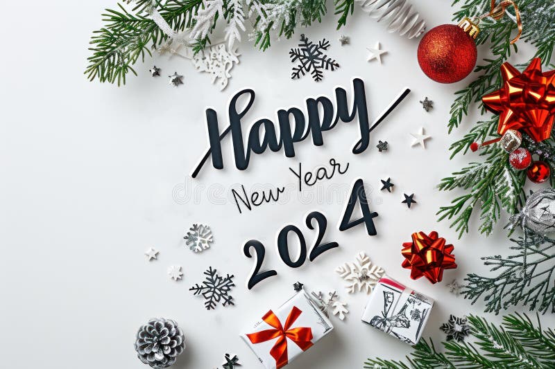 Happy New Year 2024 in Hand Writing on Card Stock Illustration ...