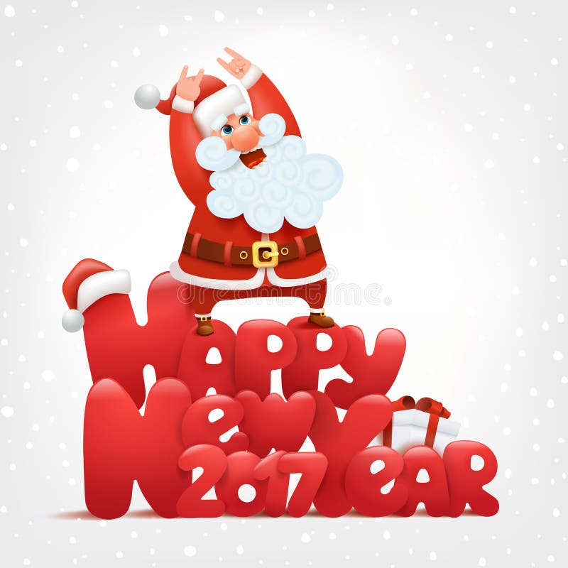 Happy New Year Invitation Card. Crazy Santa Concept Stock Illustration ...