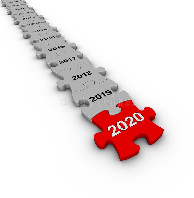Happy New Year 2020. Jigsaw Puzzle Timeline Stock Illustration ...