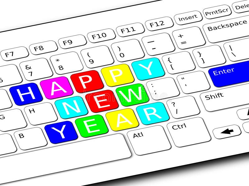Happy New Year Keyboard stock illustration. Illustration of hardware ...