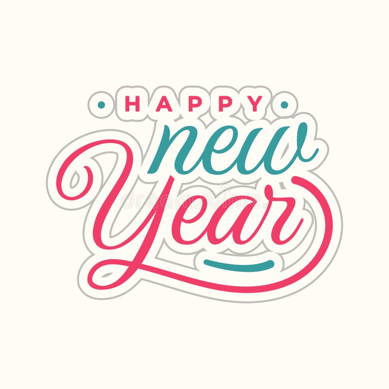 Happy New Year Lettering Design Stock Illustration - Illustration of ...
