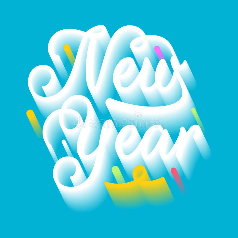 Happy New Year Lettering Design Stock Illustration - Illustration of ...