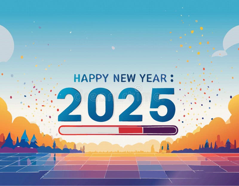 2025 Happy New Year Loading Bar. Invitation Card or Banner. Vector ...