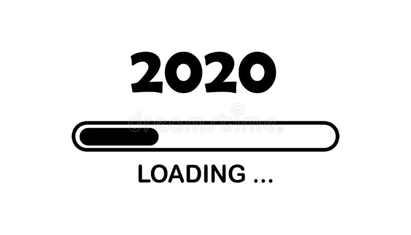 Happy New Year 2020 with Loading Icon Neon Style. Progress Bar almost ...