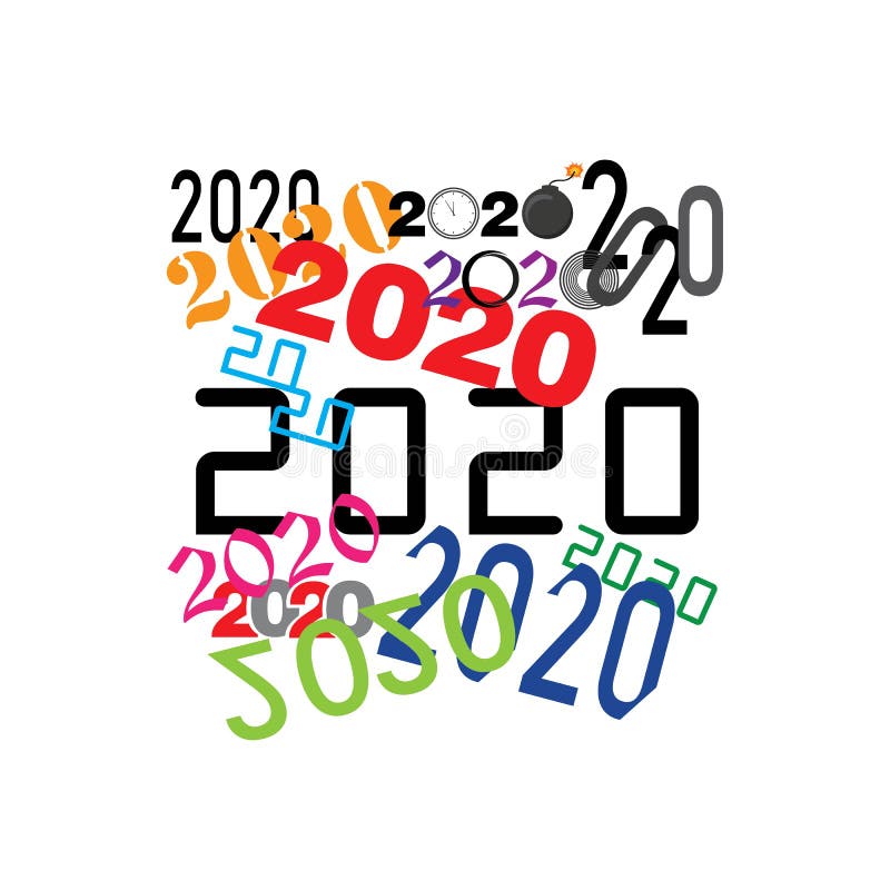 Happy New Year 2020 Logo Text Design Vector Illustration - Vector Stock ...