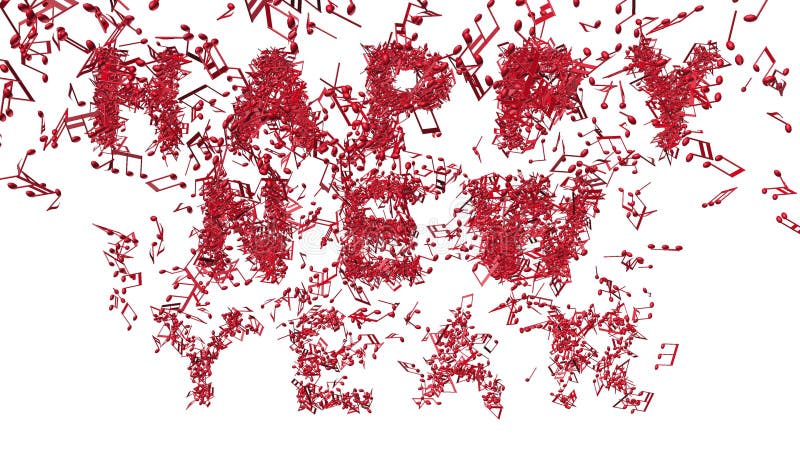 Happy New Year Made from Musical Notes Stock Video - Video of elements ...
