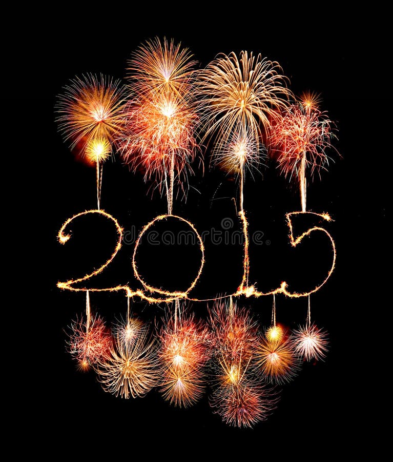 Happy New Year - 2015 Made a Sparkler Stock Image - Image of dark ...