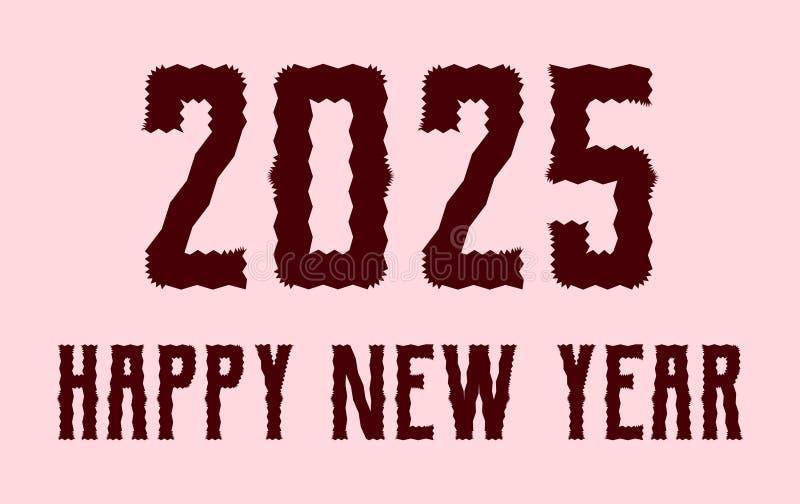 Happy New Year 2025 Maroon Scribble Drawing Abstract Stock Vector ...