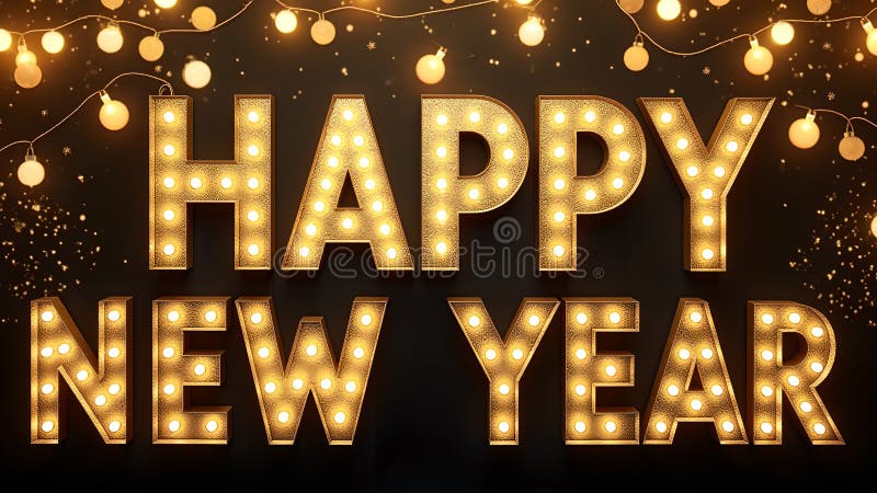 Happy New Year Marquee Light Bulbs. Concept of Celebration and New ...