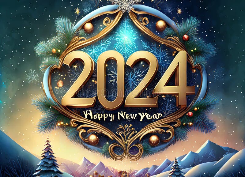 2024 Happy New Year, Merry Christmas. Computer Graphics,2024 Stock ...