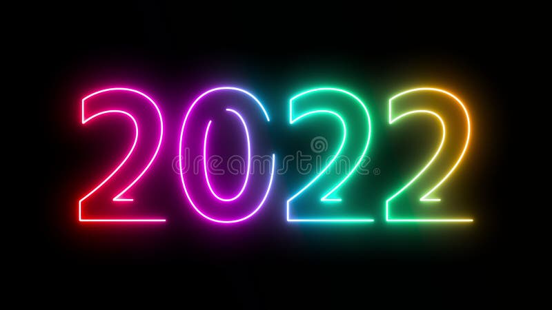 2022 Happy New Year Neon Light Sign. New Year Concept Stock Footage ...