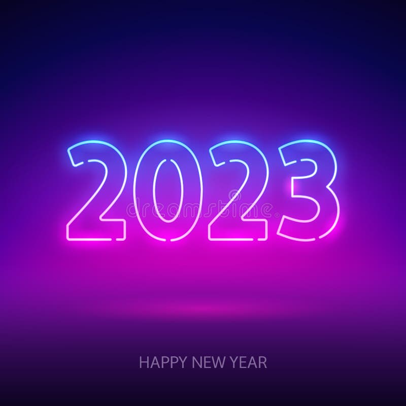 2023 3D Neon Letters and Numbers Stock Illustration - Illustration of ...
