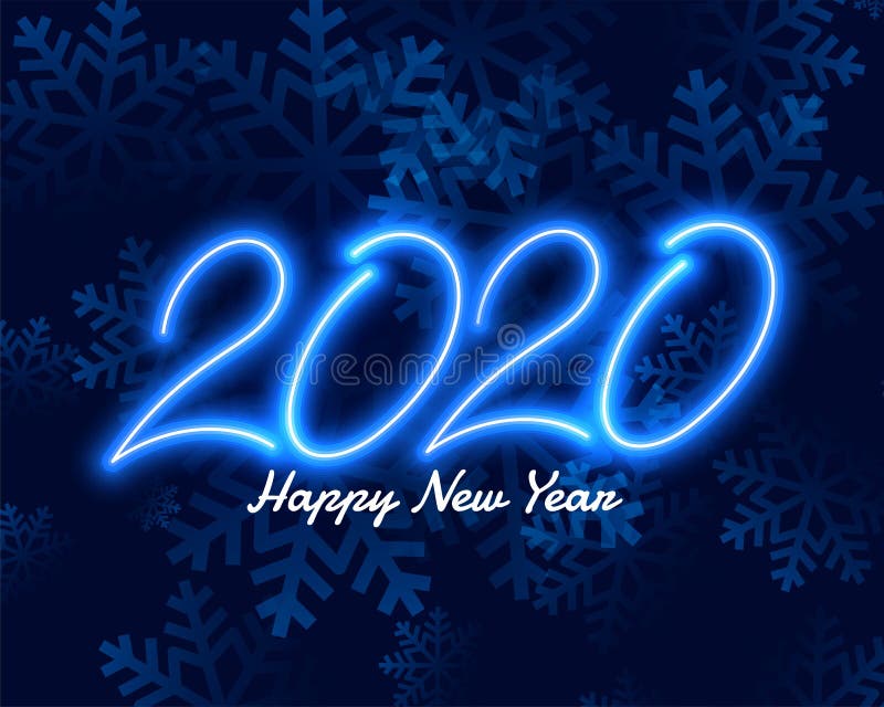 Happy New Year 2020 Neon Style Background Design Stock Vector ...