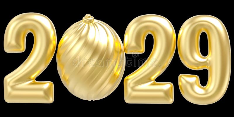 Happy New Year Number 2029 Gold with Black Background Stock ...