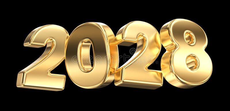Happy New Year Number 2028 Gold with Black Background Stock ...