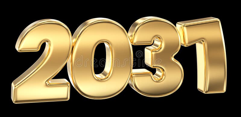 Happy New Year Number 2031 Gold with Black Background Stock ...