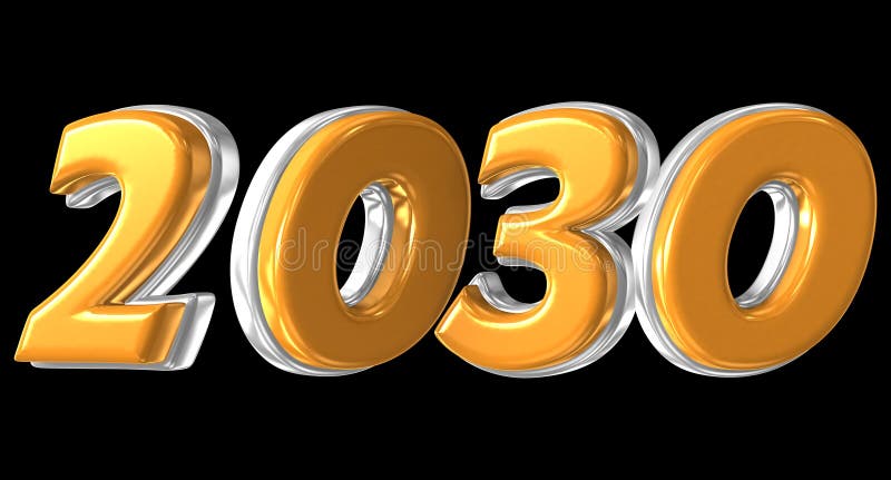 Happy New Year Number 2030 Gold and Silver 3D Render with Black ...