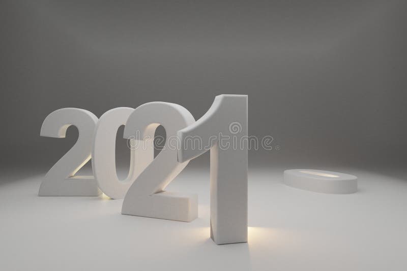 Happy New Year 2021. Numbers Banner, 3D Rendering Stock Illustration ...