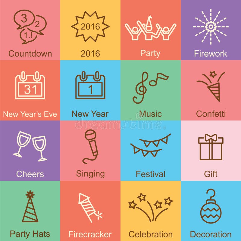 Happy New Year Outline Design Stock Vector - Illustration of ...