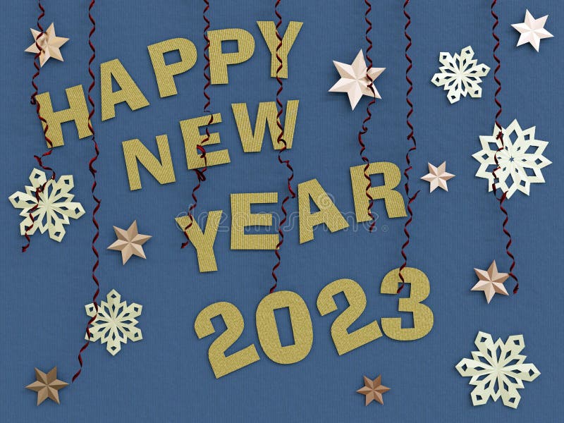 Happy New Year 2023 Paper Cutout Greeting Card Stock Illustration ...