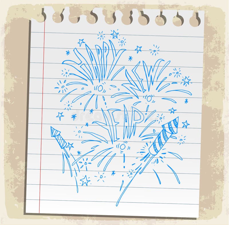 Happy New Year on Paper Note, Vector Illustration Stock Vector ...
