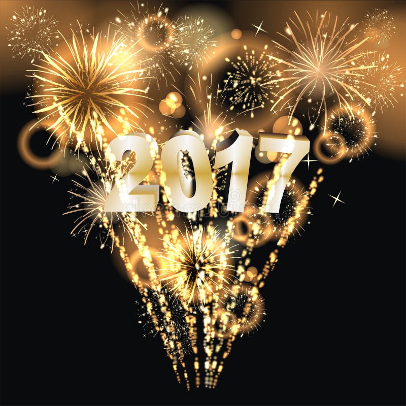 2017 New Year Fireworks with Clock Face Stock Image - Image of ...