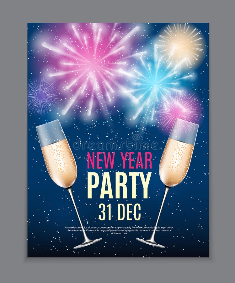 Happy New Year Party 31 December Poster Vector Illustration Stock ...