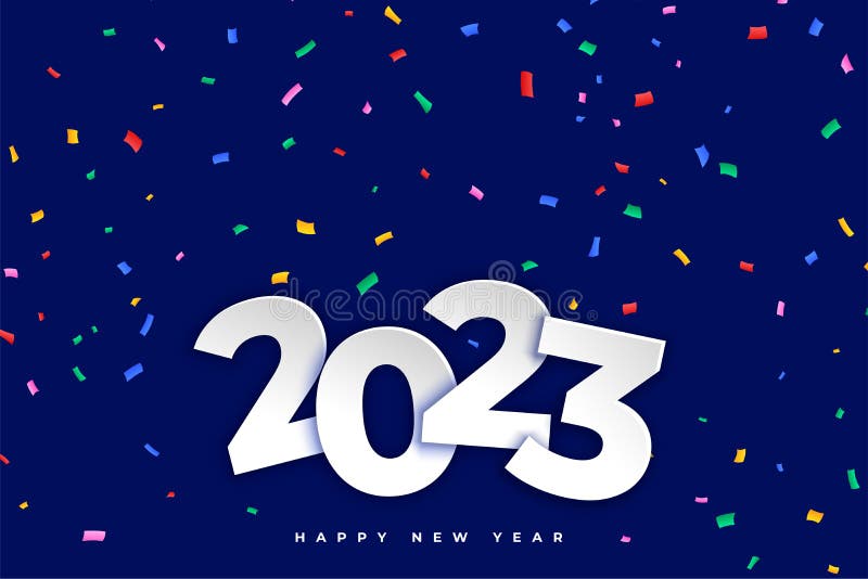 Happy New Year 2023 Party Flyer in 3d Style with Confetti Stock ...