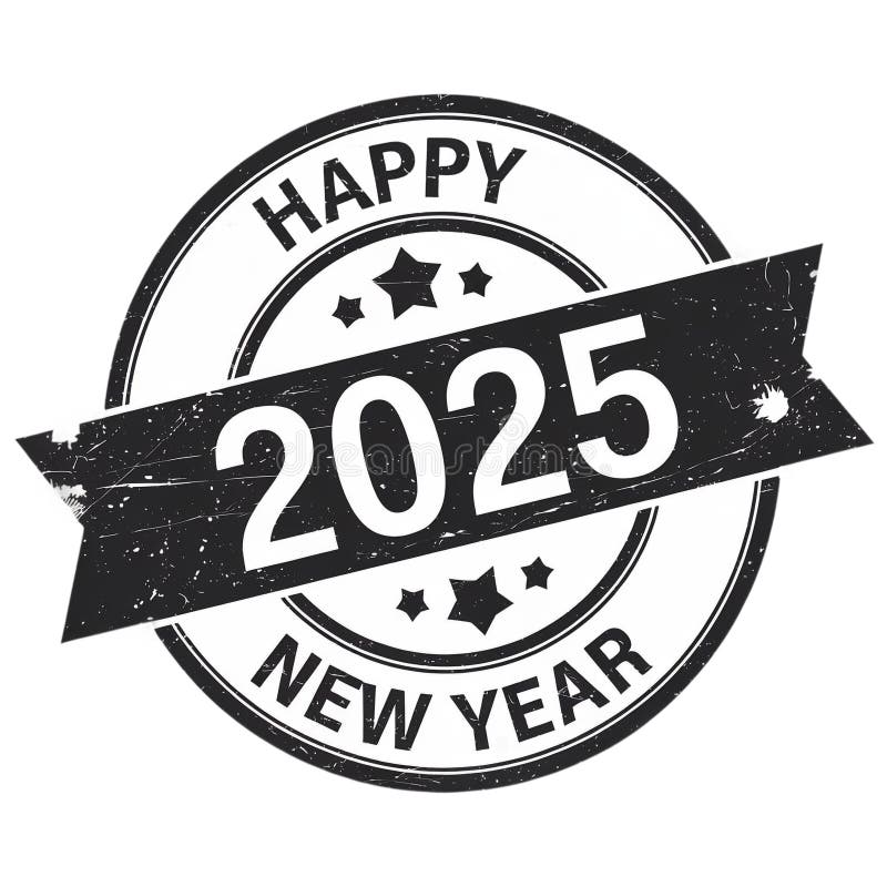 Happy New Year Post Stamp. Black Post Stamp Stock Illustration ...