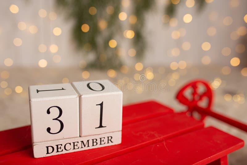 Happy New Year, Postcard with Christmas Lights, December 31 Stock Photo ...