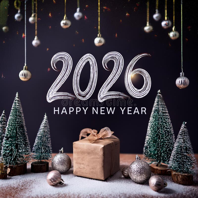 2026 Happy New Year Poster with Festive Decorations. AI Content ...