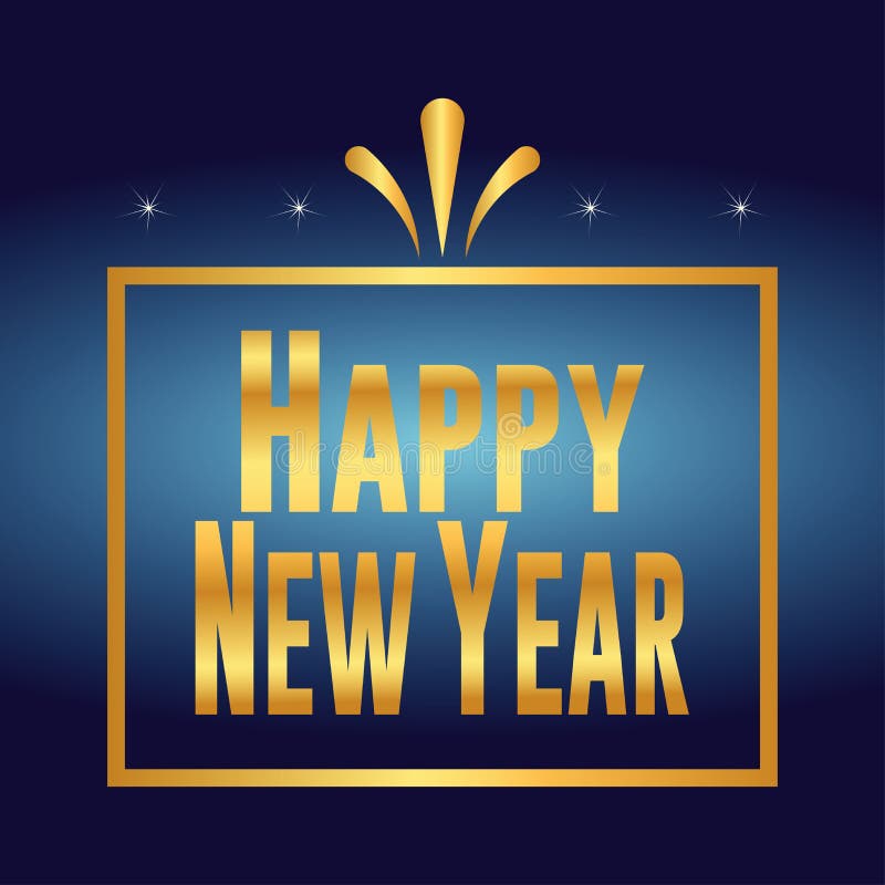 Happy New Year Poster Golden Present with Message Vector Stock Vector ...