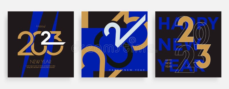 2023 Happy New Year Posters Set. Stock Vector - Illustration of symbol ...