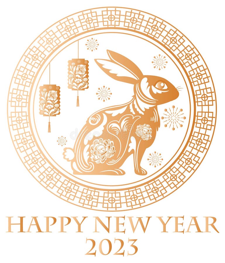 Happy New Year 2023 Year of the Rabbit Stock Vector - Illustration of ...