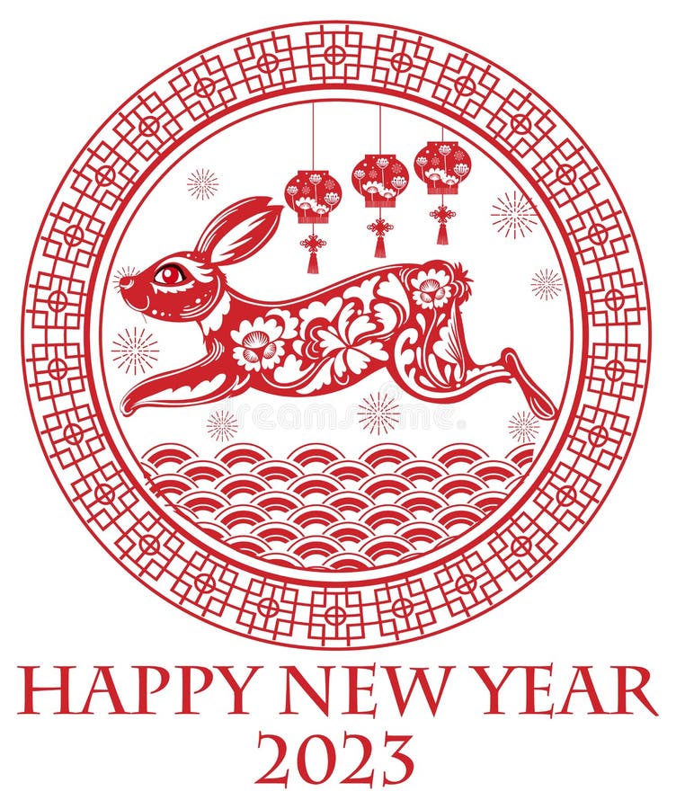 Happy New Year 2023 Year of the Rabbit Stock Vector - Illustration of ...