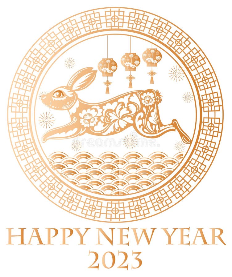 Happy New Year 2023 Year of the Rabbit Stock Vector - Illustration of ...
