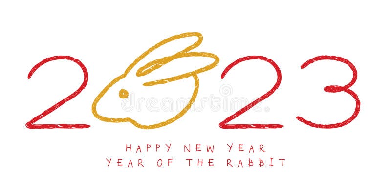 Rabbit New Year and Easter Background with Hello Saying Bubble One Line ...