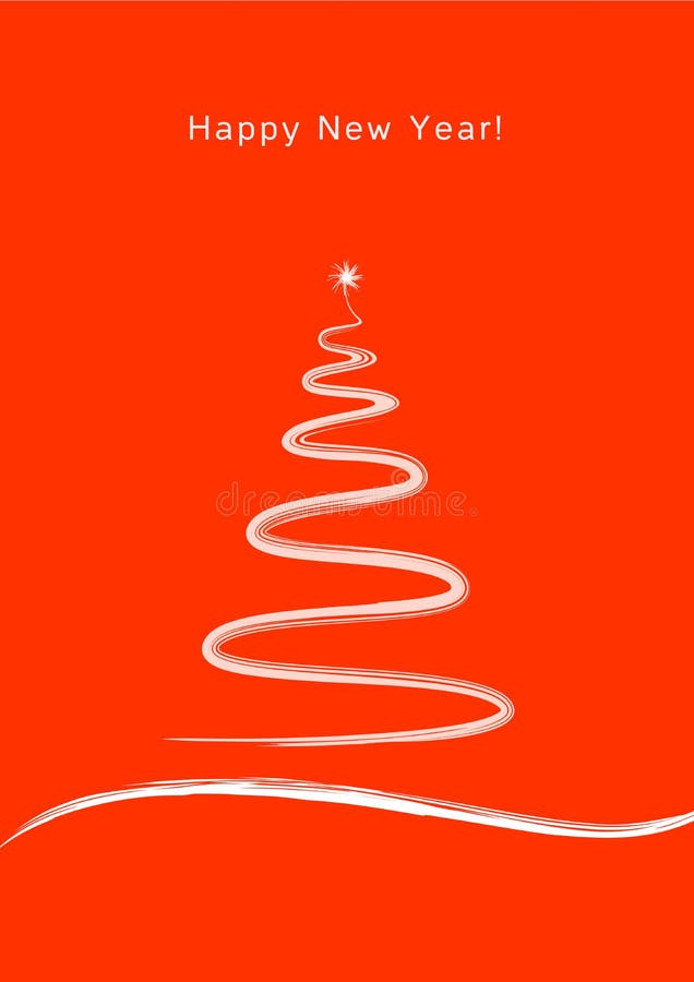 Happy New Year. Red Mini Christmas Tree Zen Stock Vector - Illustration ...