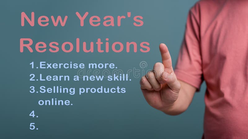 2023 Happy New Year Resolution Goal List Hand Pointing On Plan Listing