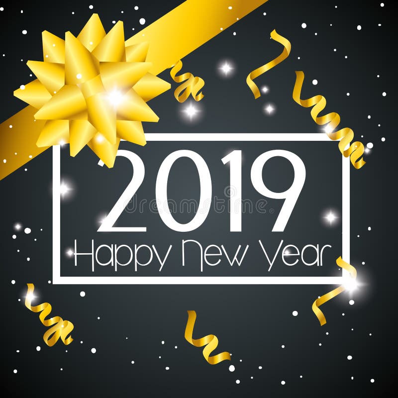 Happy New Year 2019 with Ribbon Stock Vector - Illustration of festival ...