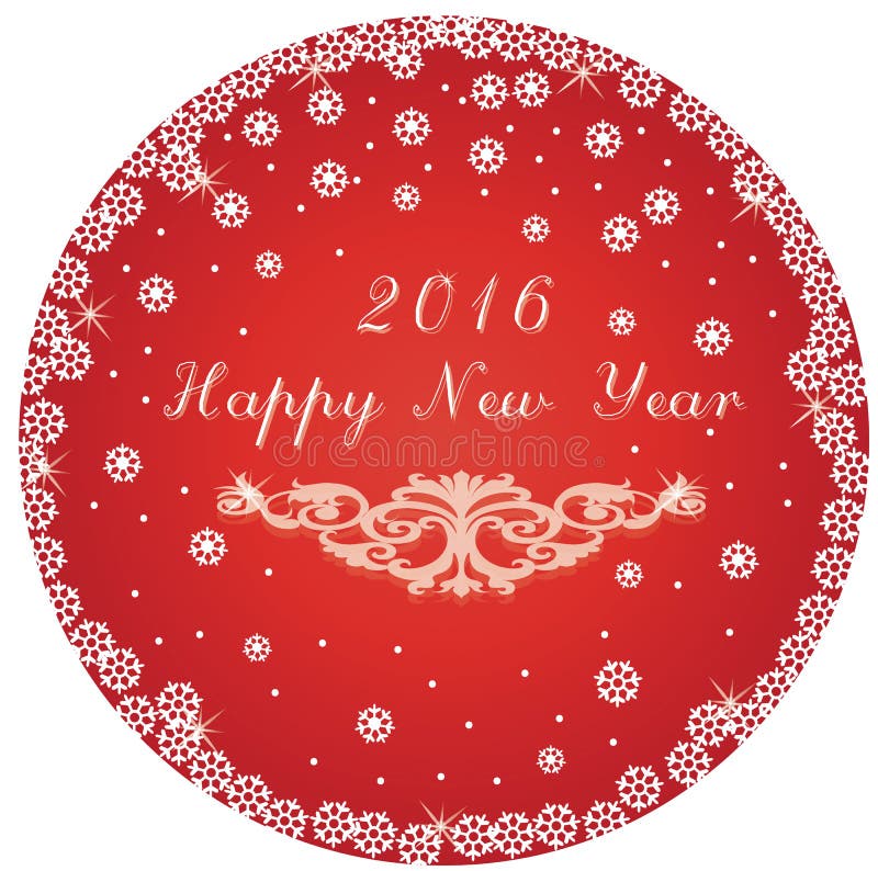 Happy New Year Round Circle Red Card Stock Illustration - Illustration ...