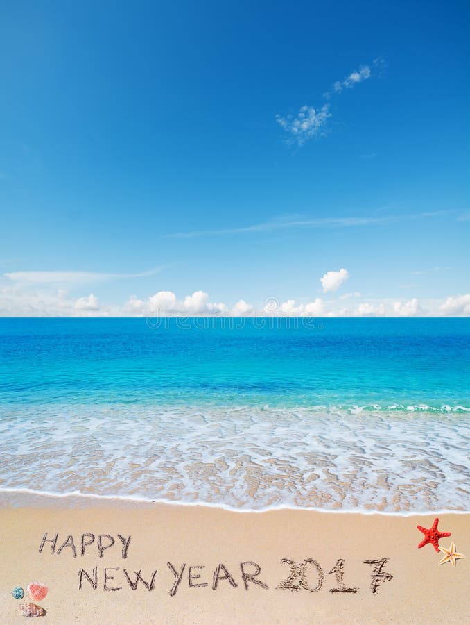 Happy New Year 2017 in the Sand Stock Photo - Image of coast, peace ...