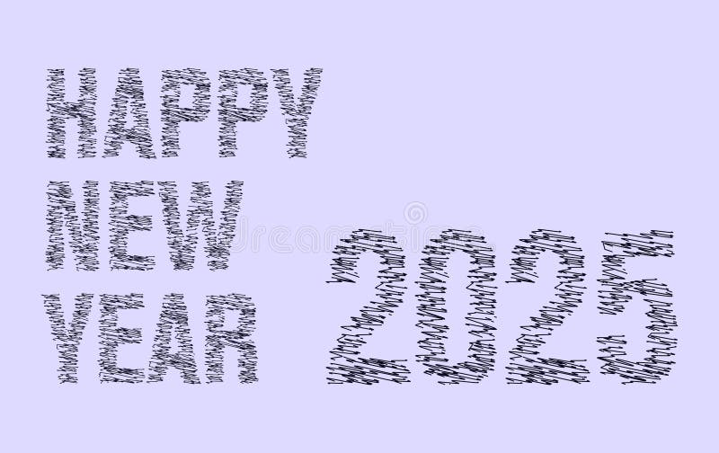 2025 Happy New Year Scribble Blue Design Elegant Abstract Stock Vector ...